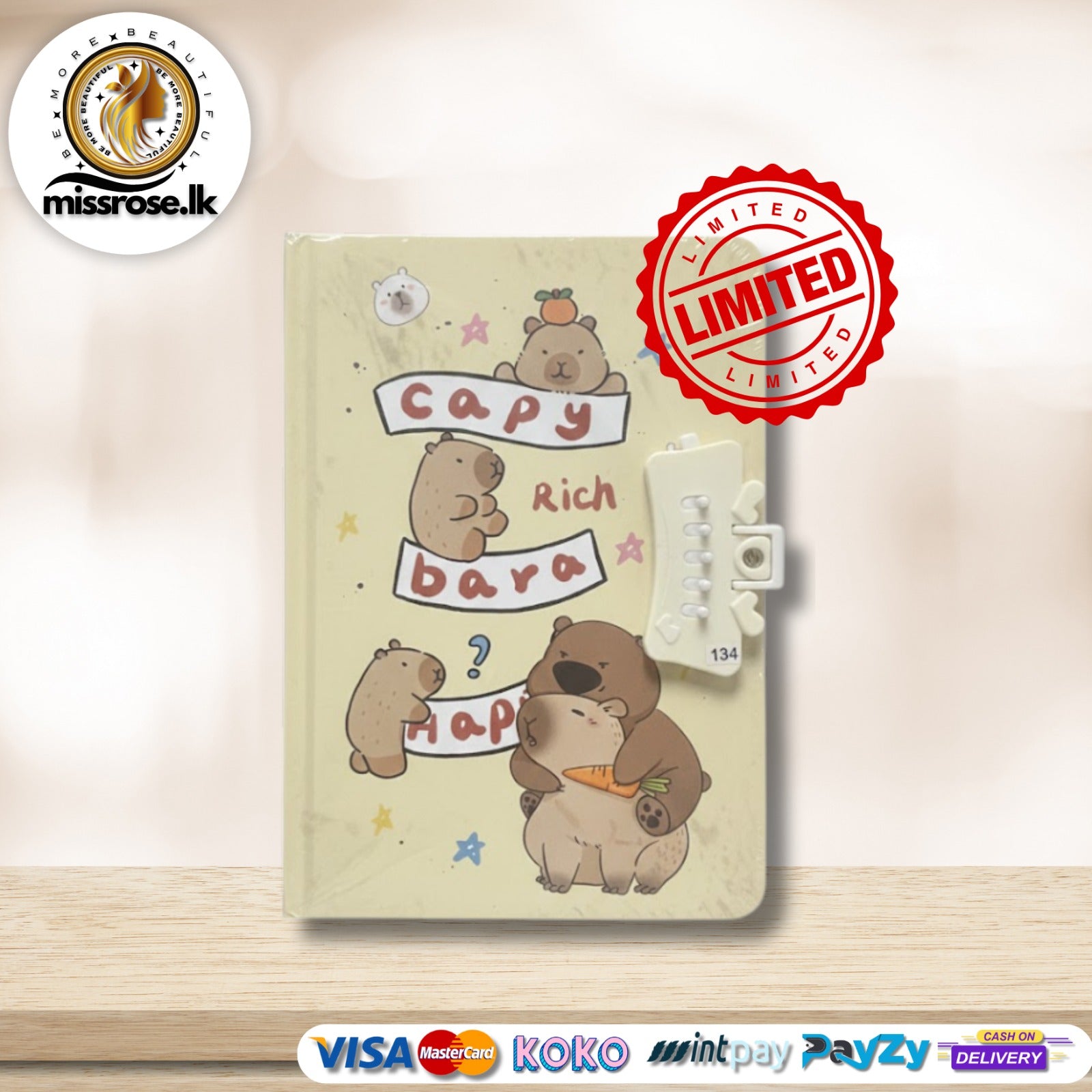 Capybara Lock Diary - Yellow Edition – Missrose.lk