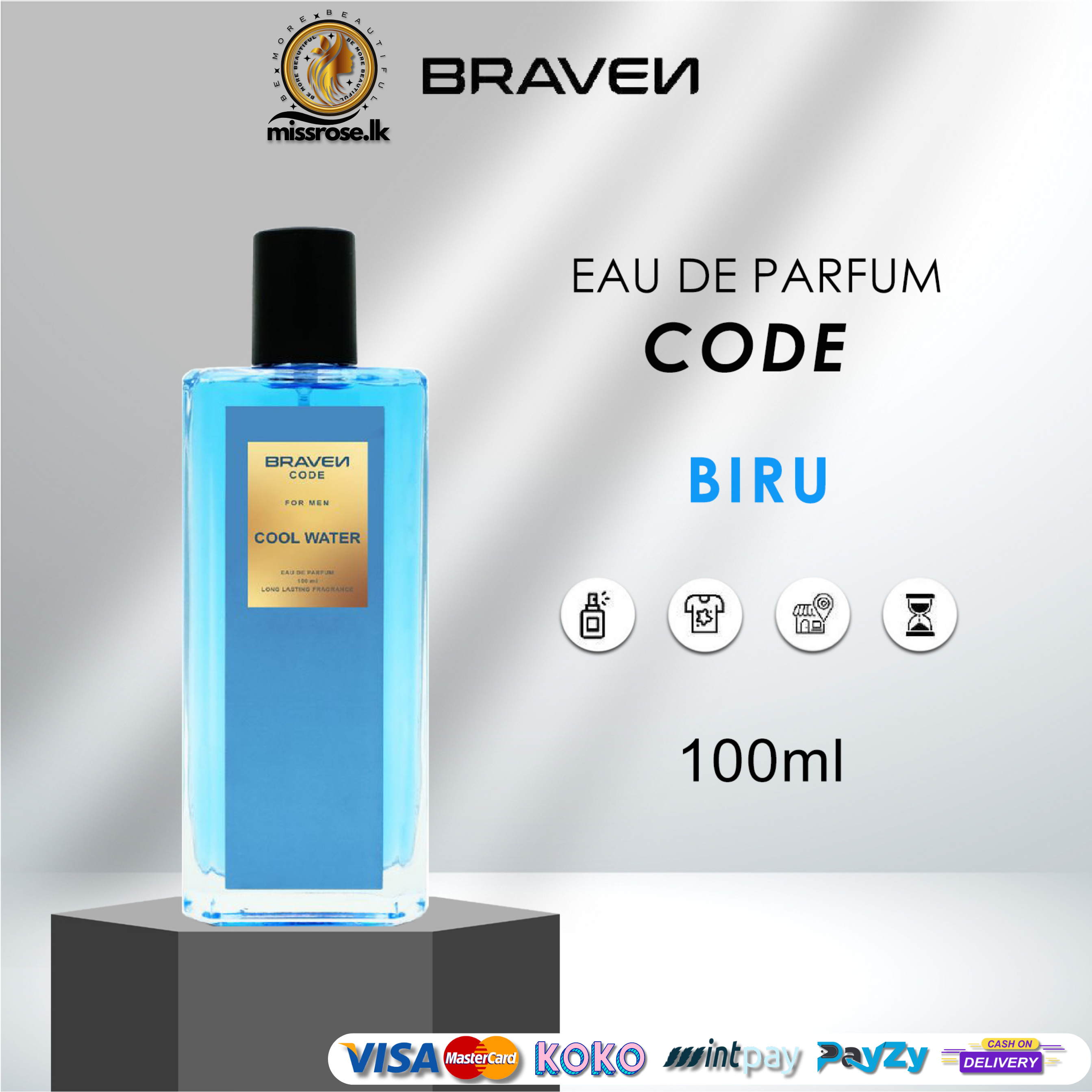 Braven Code Cool Water 100 ml - For Men | Missrose.lk